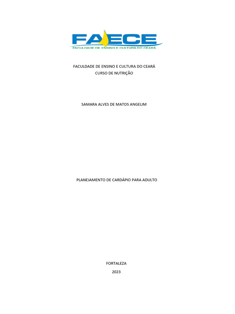 Faece-Planejamento de Cardápio | PDF | Alimentos | Carne