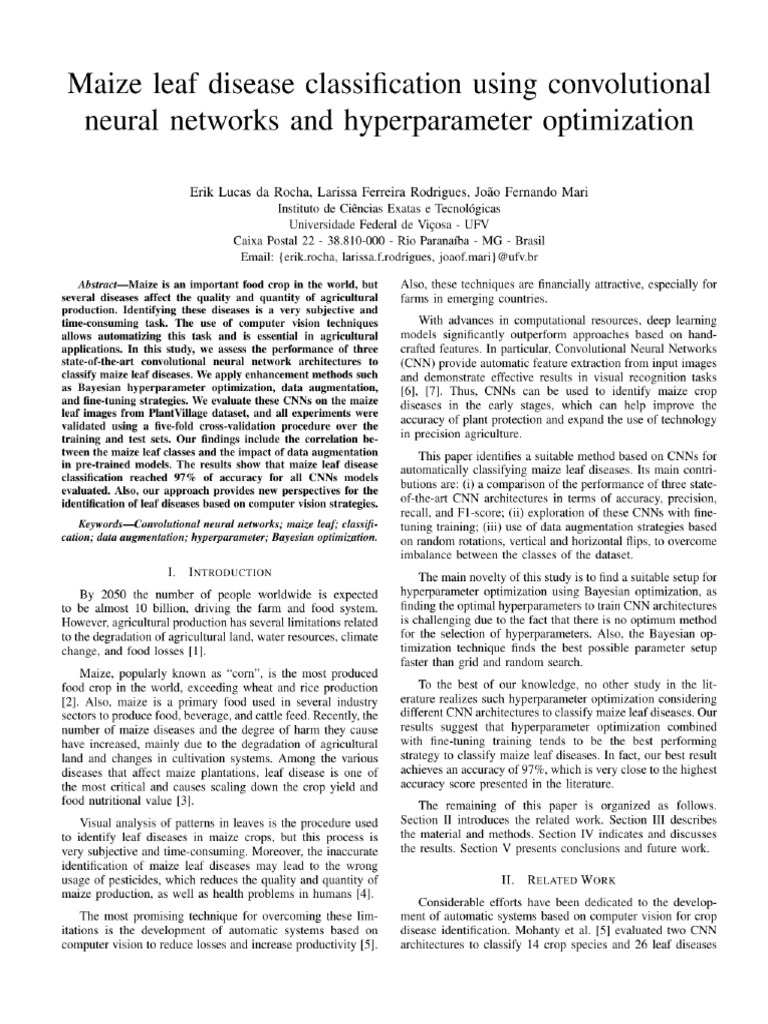 Maize Leaf Disease Classification Using Convolutional Neural Networks ... Maize Leaf Disease Classification Using Convolutional Neural Networks ...