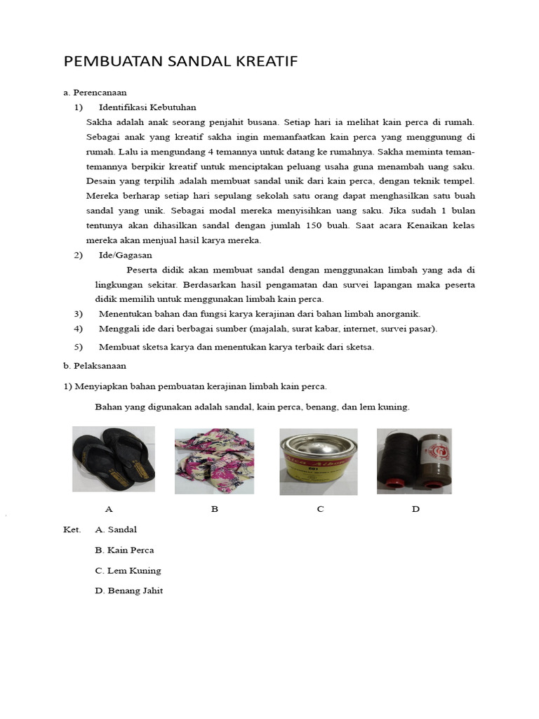 Pembuatan Sandal Kreatif | PDF | Griya & Taman | Seni