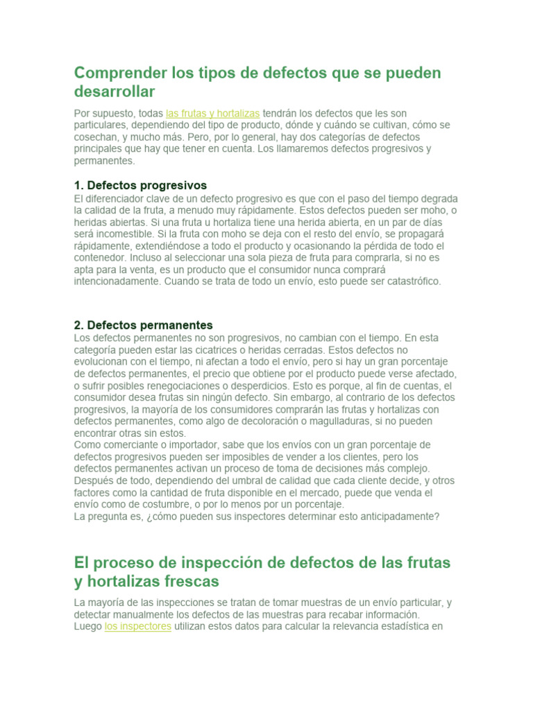 Control de Calidad en Frutas: Defectos | PDF | Economias