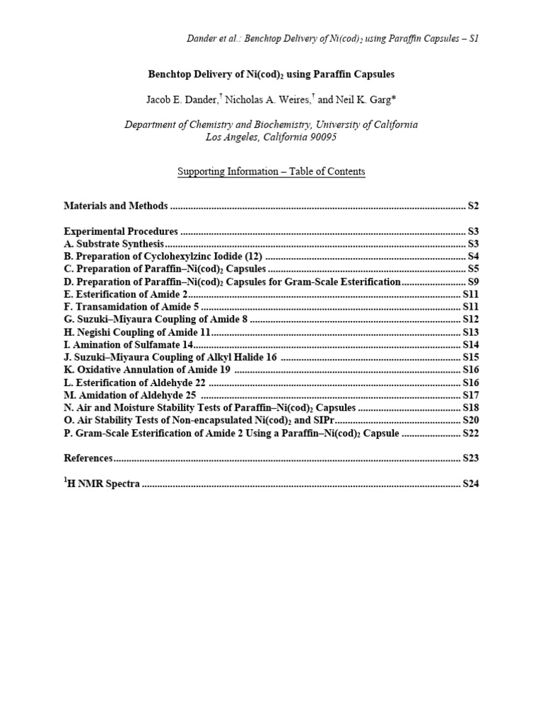 Benchtop Delivery of Ni (Cod) 2 Using Paraffin Capsules | PDF ...