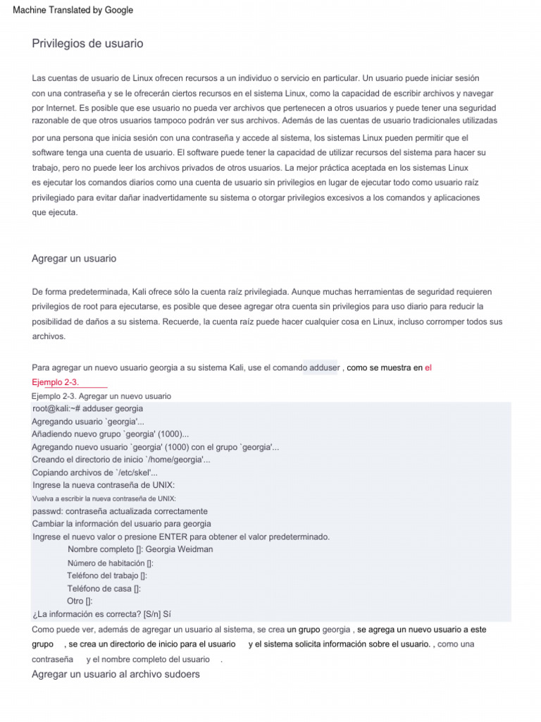 User Privileges Linux Pdf Usuario Informática Sudo 