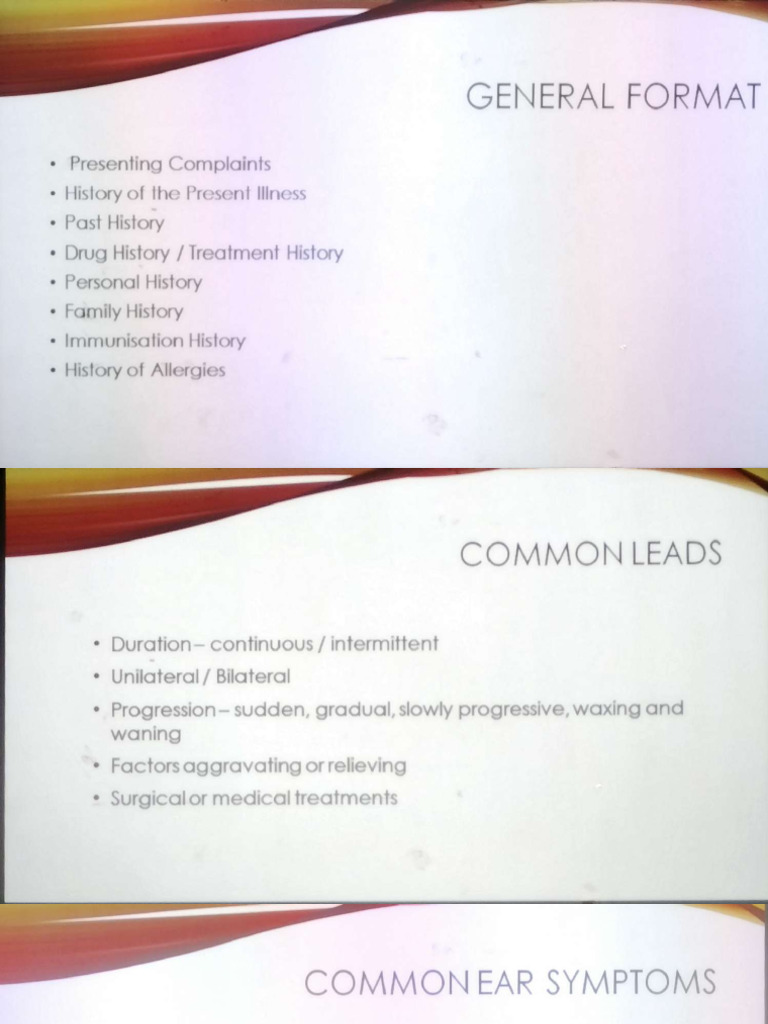 Ent History Taking - Compressed | PDF