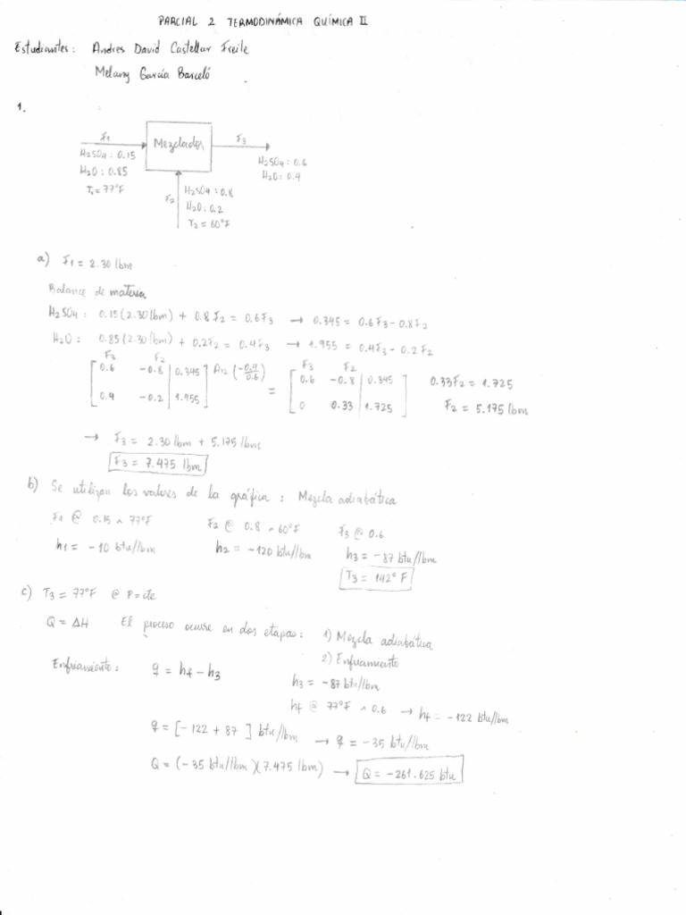 Parcial 2 Termoquimica II-Andres Castellar, Melany Garcia | PDF