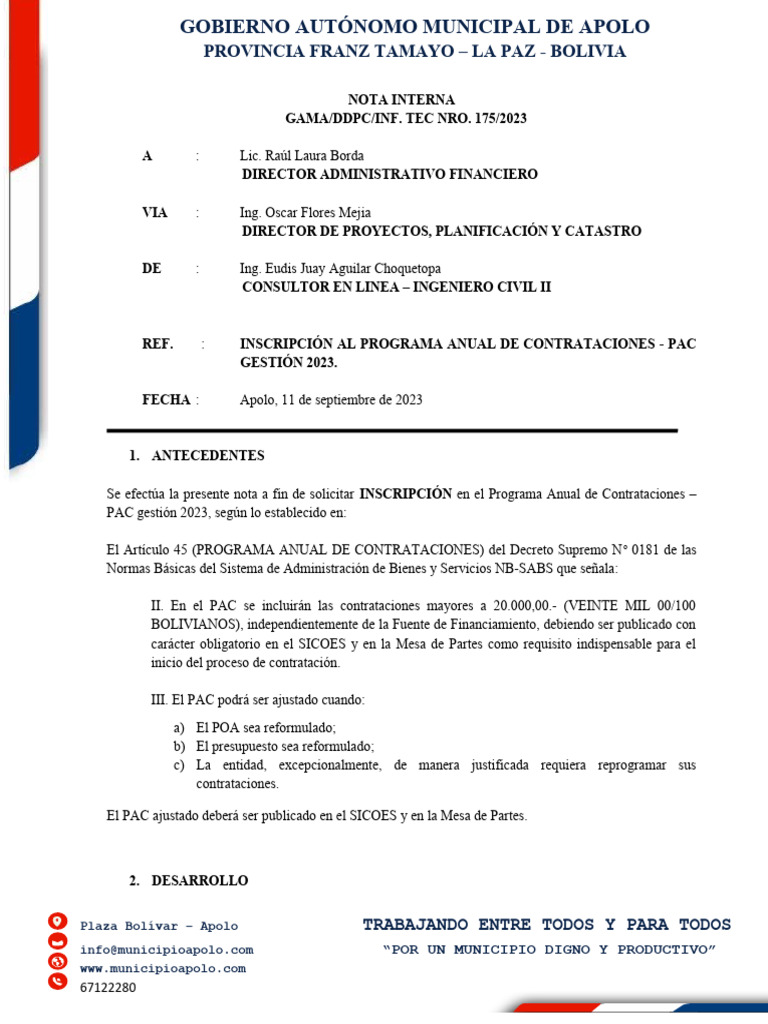 3.registro PAC Auditoria 03 | PDF | Bolivia