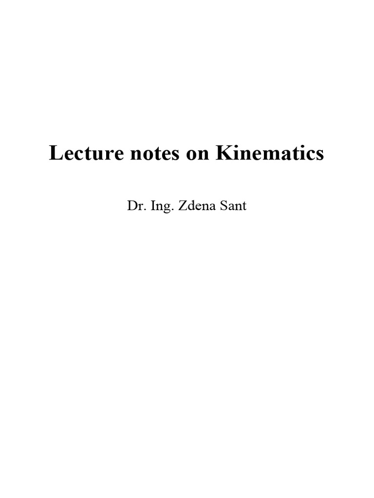 Lecture Notes On Kinematics | PDF | Kinematics | Acceleration