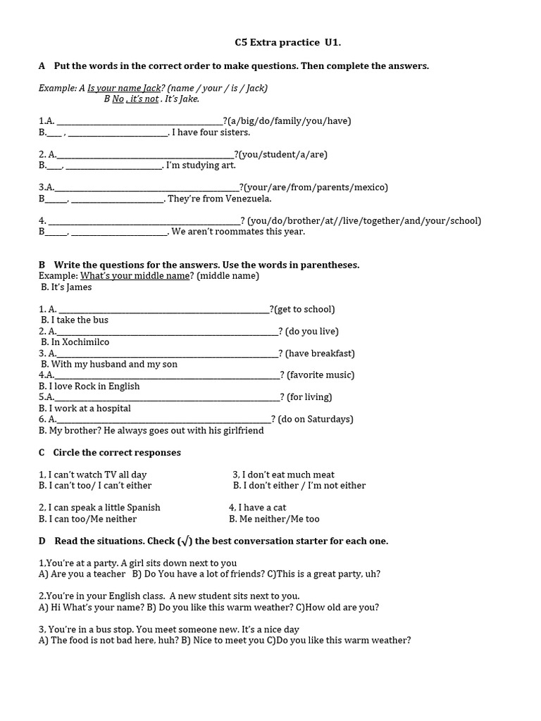 c5 Unit 1 Extra Practice | PDF | Language Arts & Discipline