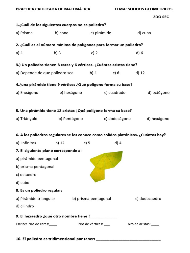 PRACTICA Tema-Solidos Geometricos6 | PDF