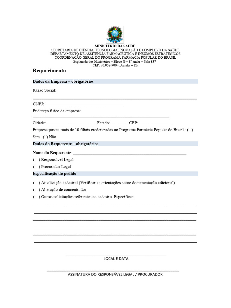 1 - Requerimento - Atualização Cadastral | PDF