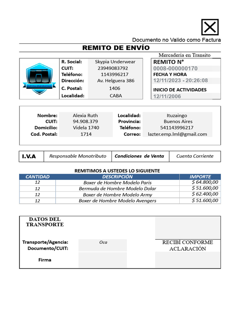 Remito de Envío | PDF