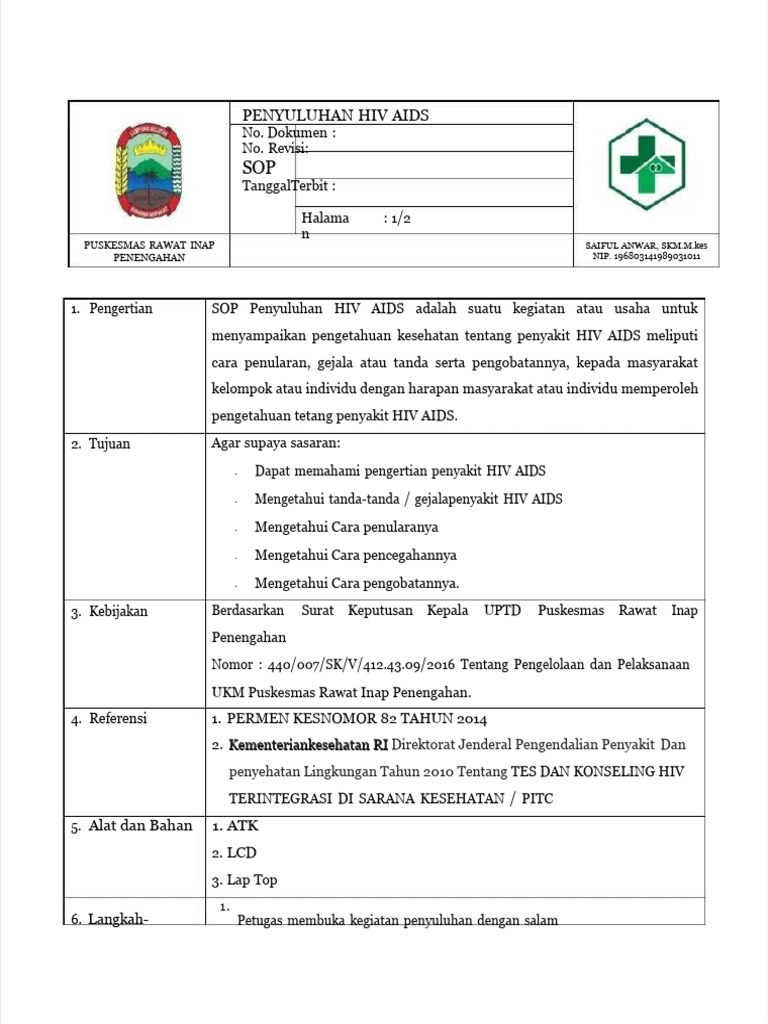 PDF Sop Penyuluhan Hiv Aids | PDF | Pengembangan Diri