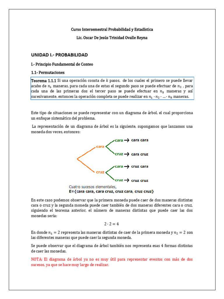 Curso Intersemestral Probabilidad y Estadística | PDF | Probabilidad | Variable aleatoria