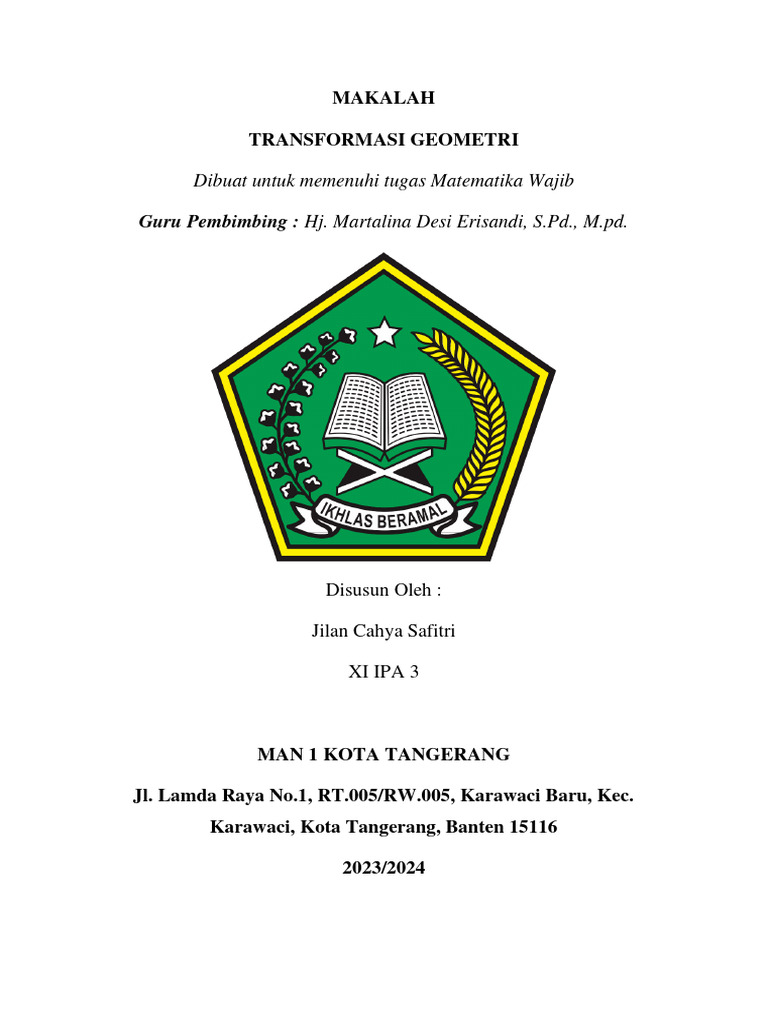Transformasi Geometri dalam Matematika | PDF | Metode & Bahan Ajar