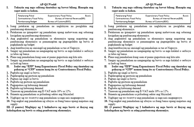 AP Q3-Week6 QUIZ | PDF