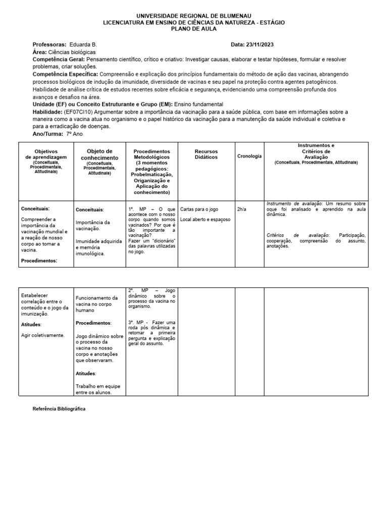 Plano de Aula | PDF | Vacinas | Science