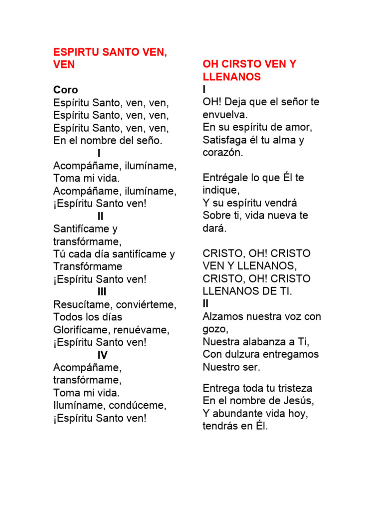 Cantos Catolicos Noviembre | PDF | Cristo (título) | espíritu Santo