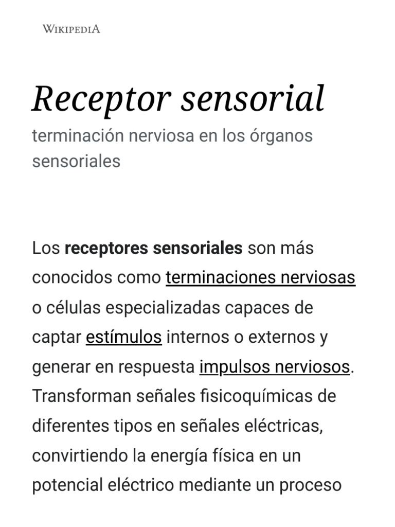 Receptor Sensorial - Wikipedia, La Enciclopedia Libre | PDF ...