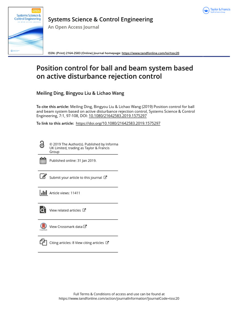 Position control for ball and beam system based on active disturbance ...
