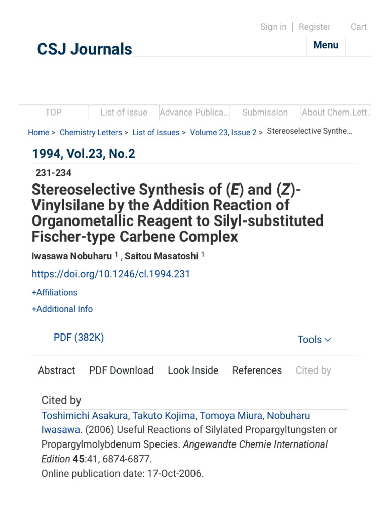 Stereoselective Synthesis of (E) and (Z) - Vinylsilane by The Addition ...