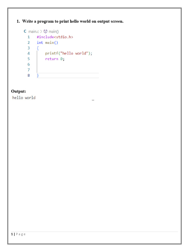 Write A Program To Print Hello World On Output Screen | PDF | Fahrenheit | Calorie