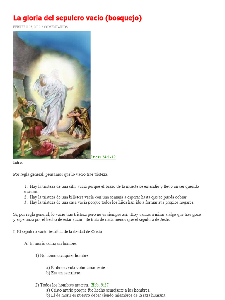 La Gloria Del Sepulcro Vacío | PDF | Resurrección | Jesús