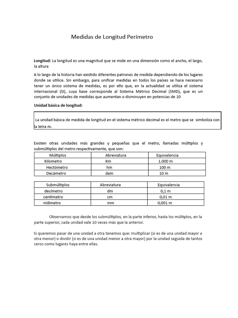 Medidas de Longitud - Perimetro | PDF | Longitud | Matemáticas