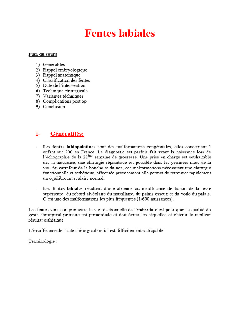 Fentes Labiales | PDF | Lèvre | Anatomie humaine