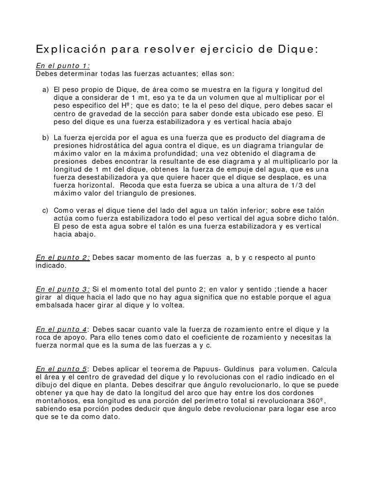 Explicación para Resolver Ejercicio de Dique | PDF