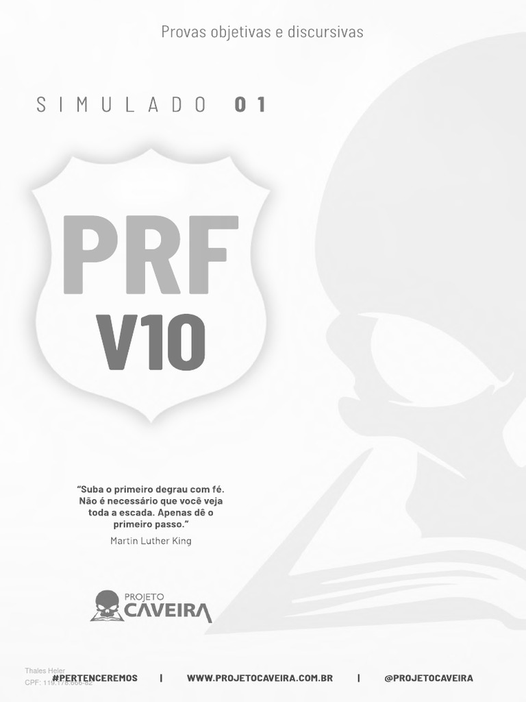 1º Simulado Completo - PRF V10 2021 - Projeto Caveira | PDF