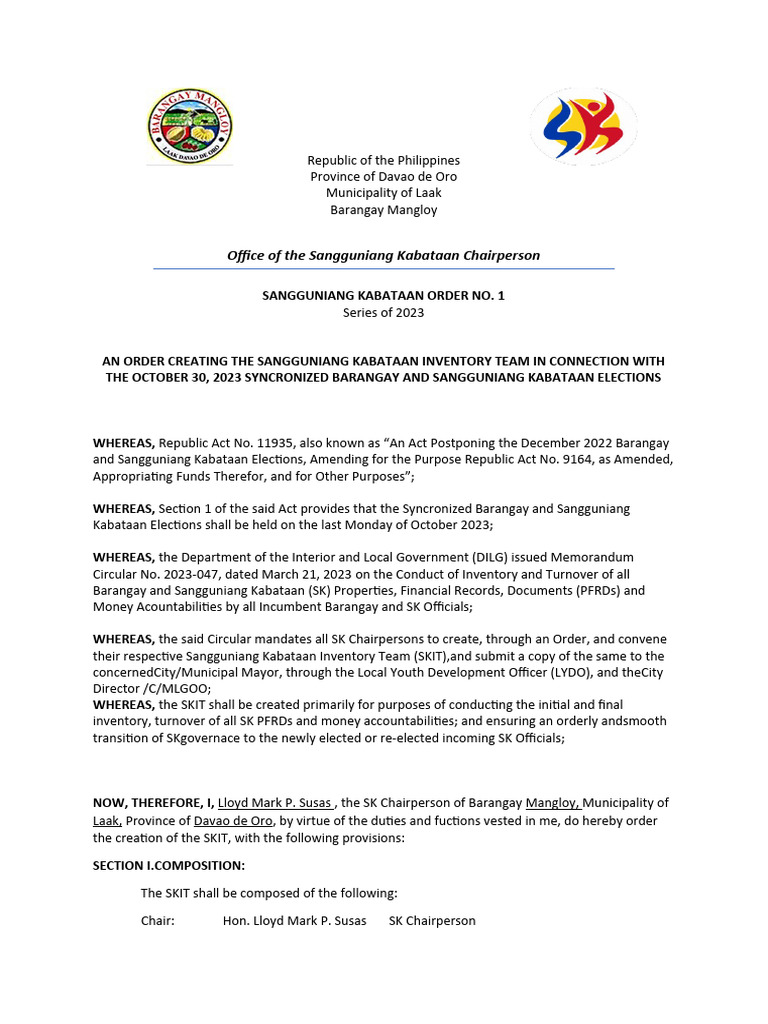 Executive Order No 1 | PDF | Government