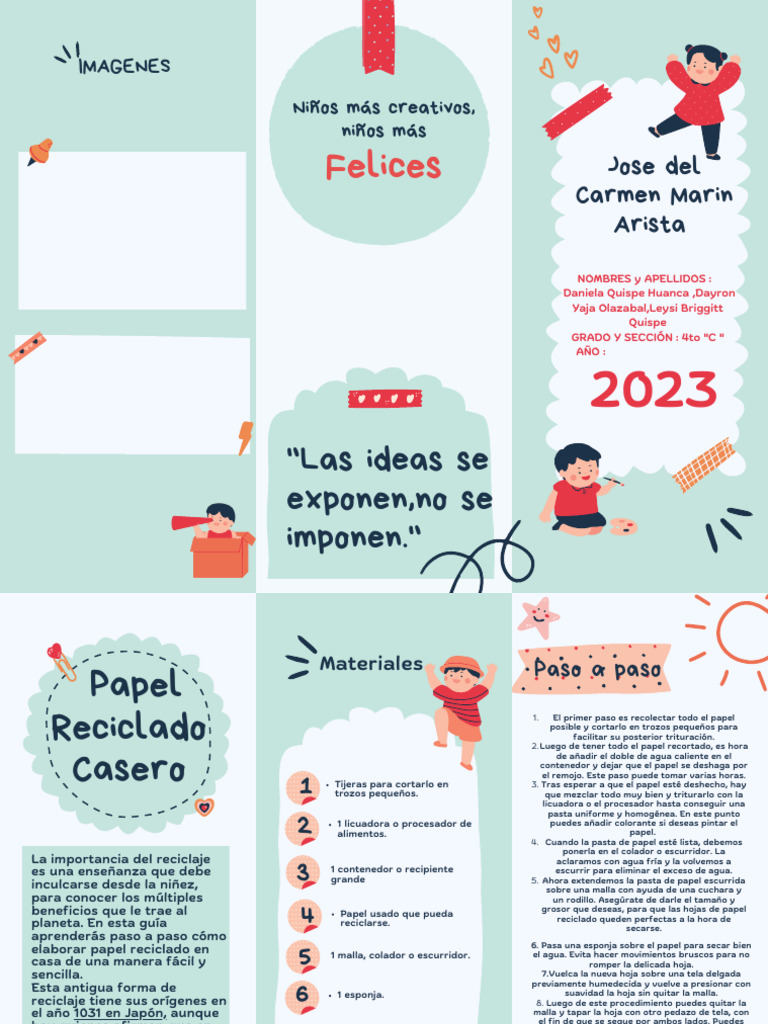 Folleto Infantil para Actividades Proyectos y Juegos Con Niños Doodle ...