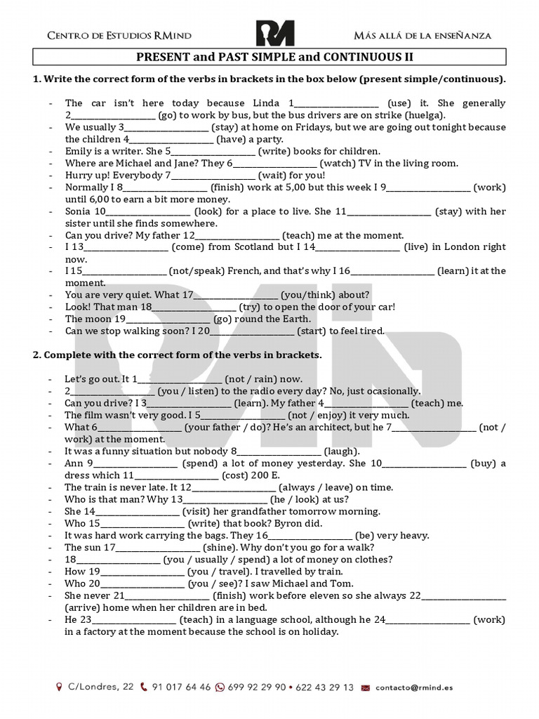 Tenses: Present & Past Exercises | PDF
