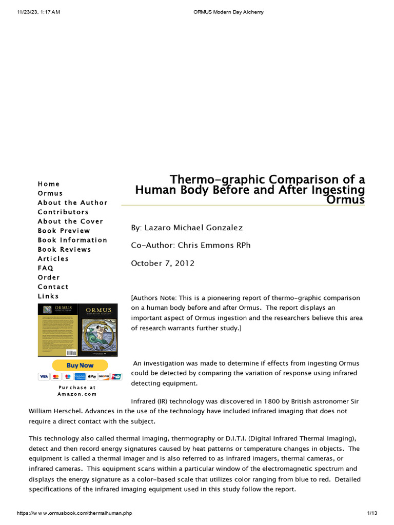 Thermographic Image of The Body Before After Ormus | PDF | Thermography | Endocrine System