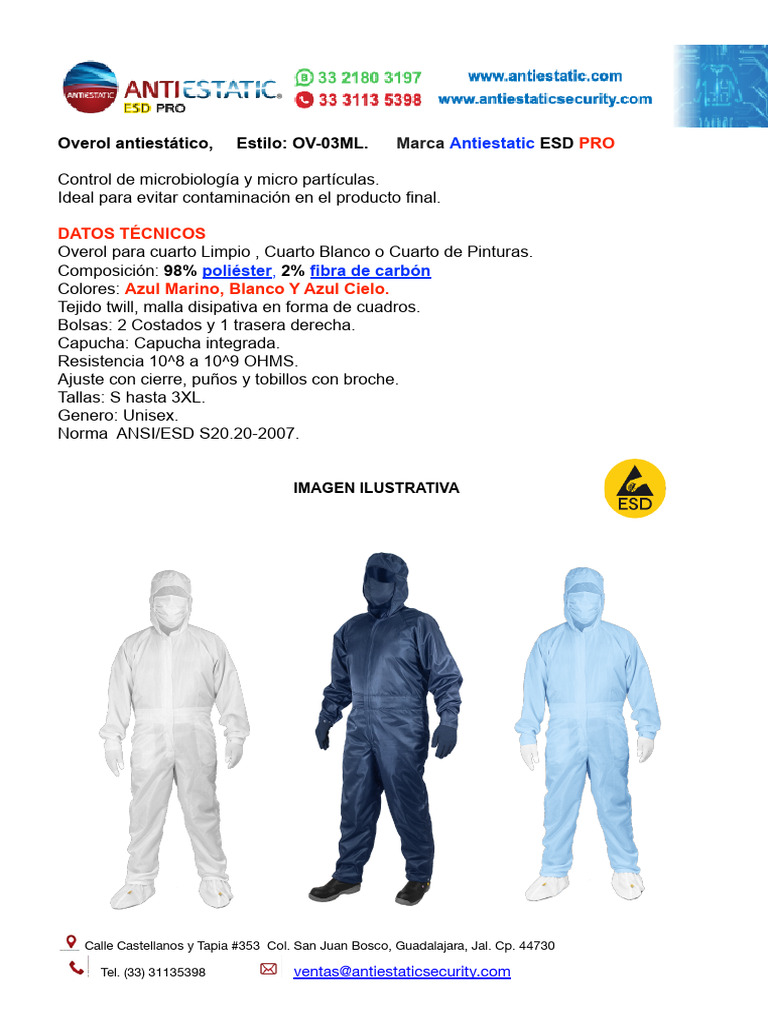 Overol Antiestático para Cuartos Limpios | PDF | Salud y bienestar