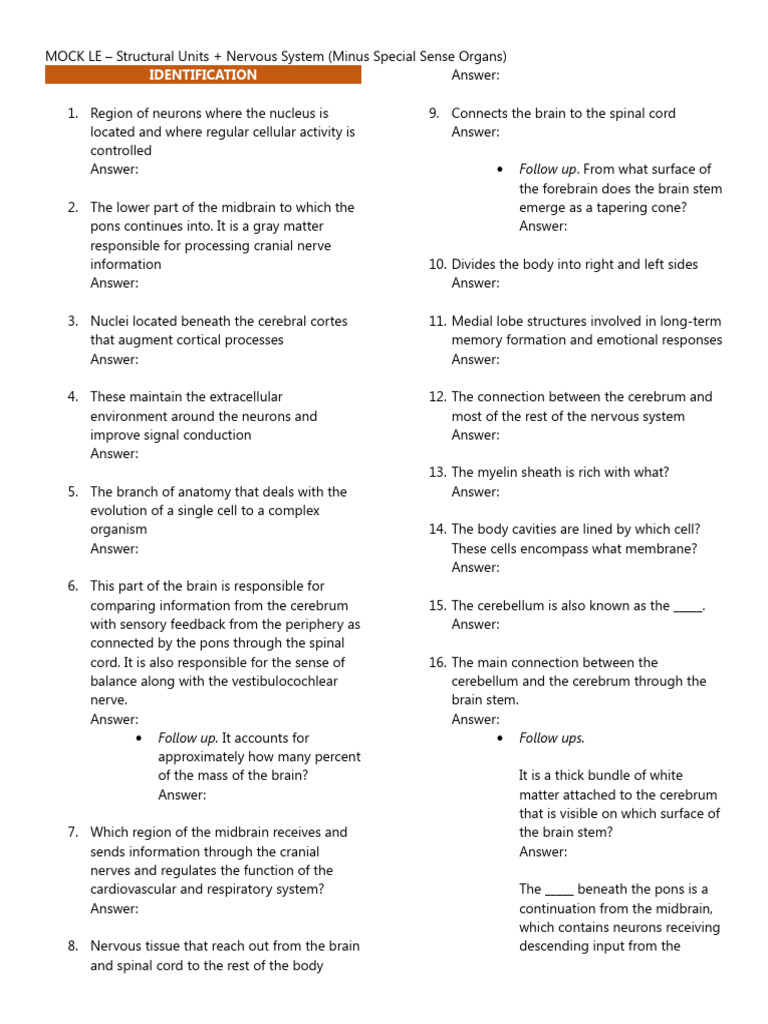 (Reviewer Quiz) Structural Units + Nervous System | PDF | Nervous System | Nerve