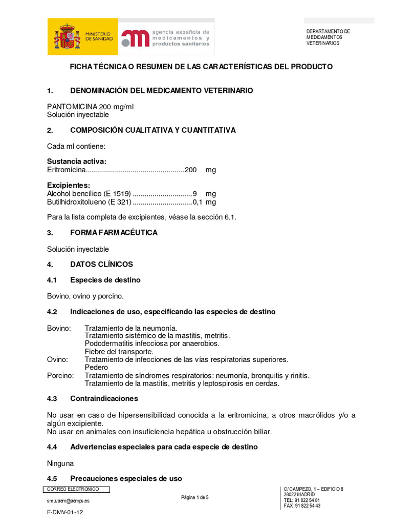 Pantomicina: Uso Veterinario en Bovinos, Ovinos y Porcinos | PDF ...