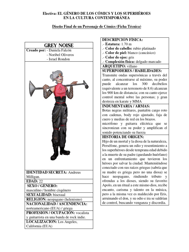 FICHA TÉCNICA DE PERSONAJE (Modelo) | PDF