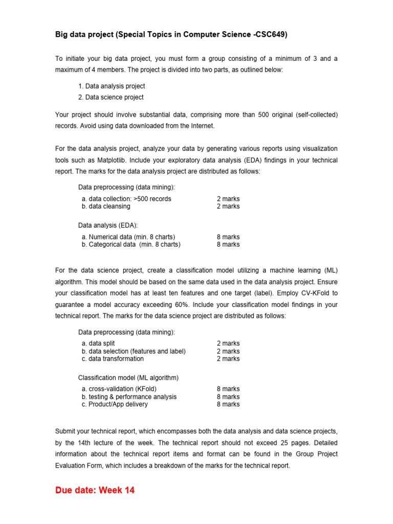 2023 Oct CSC649 Group Project - Instruction | Download Free PDF | Data Analysis | Machine Learning