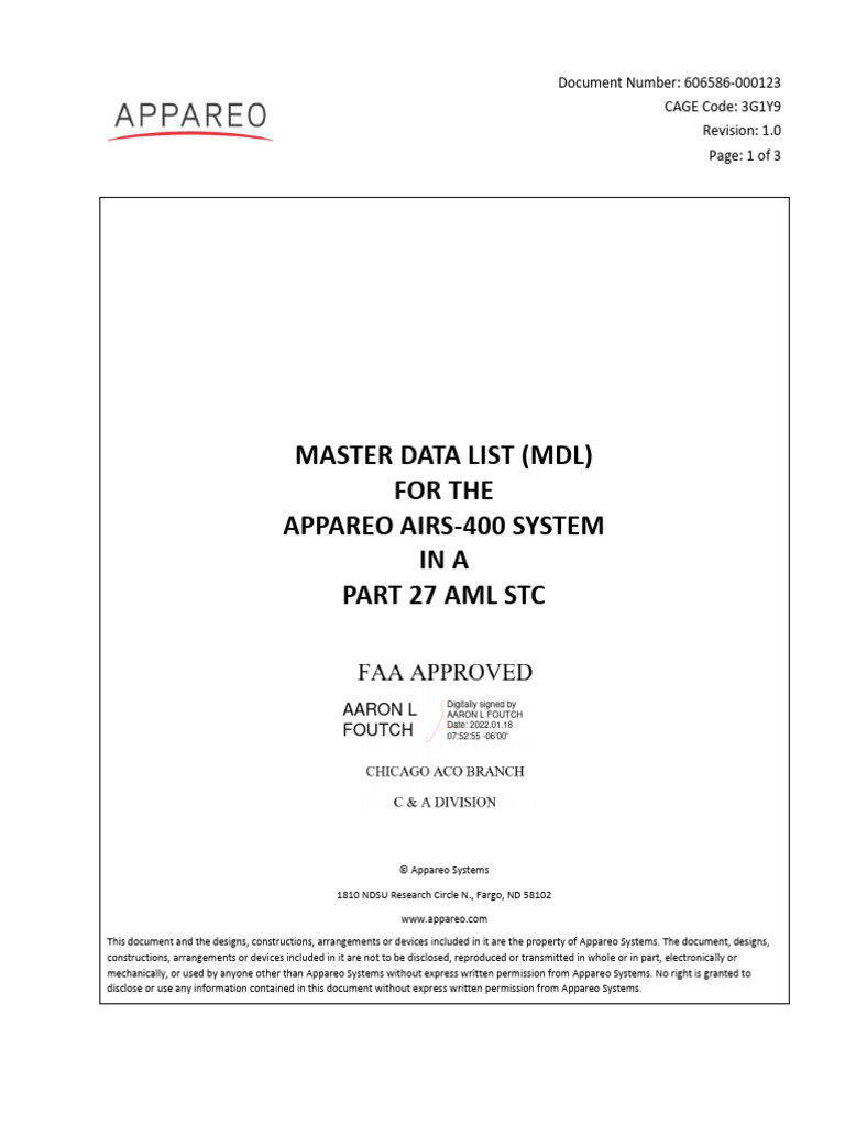 AIRS 400 Master Data List | PDF