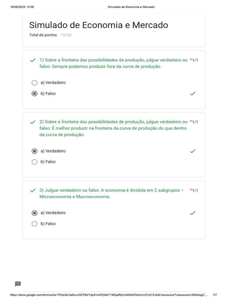 Simulado de Economia e Mercado Gabarito | PDF | Mercado (economia) | Economia