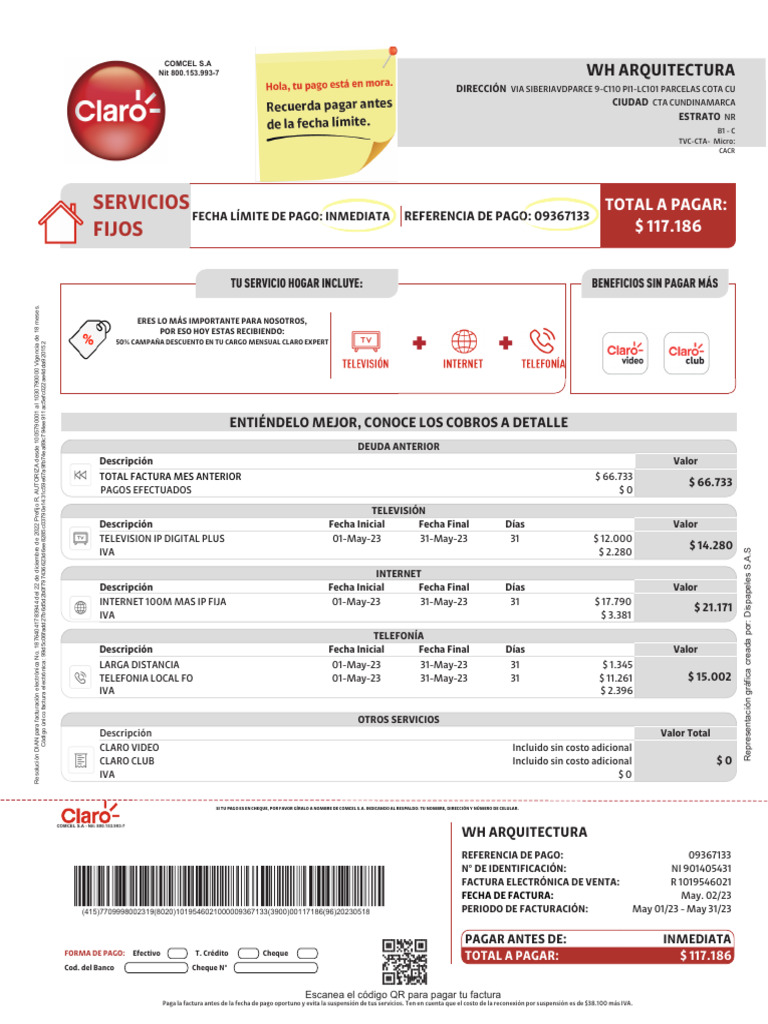 Claro factura | PDF | Factura | Telecomunicaciones