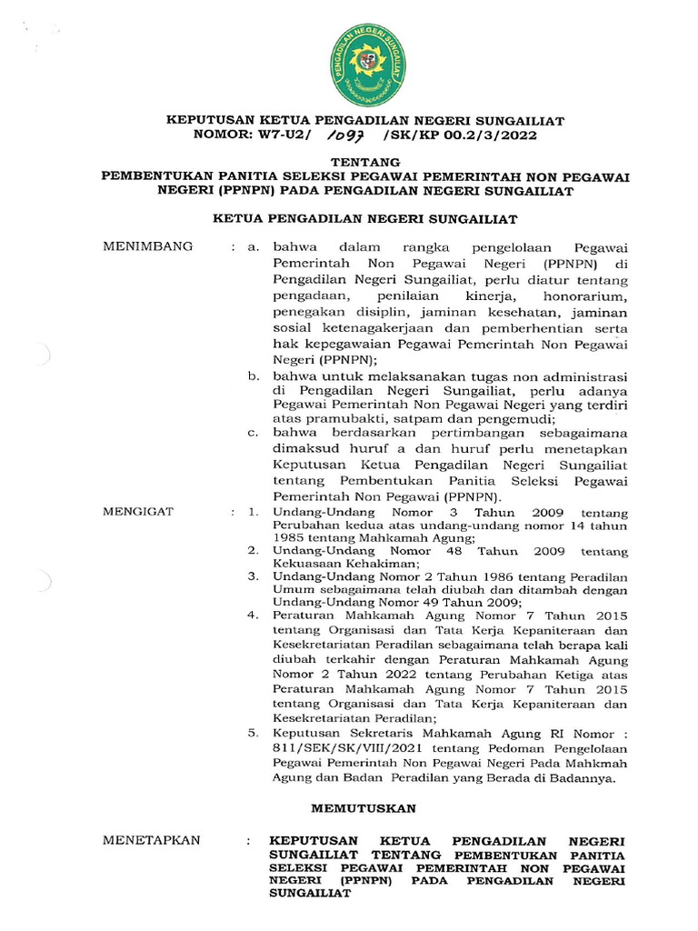 SK Pembentukan Panitia PPNPN | PDF