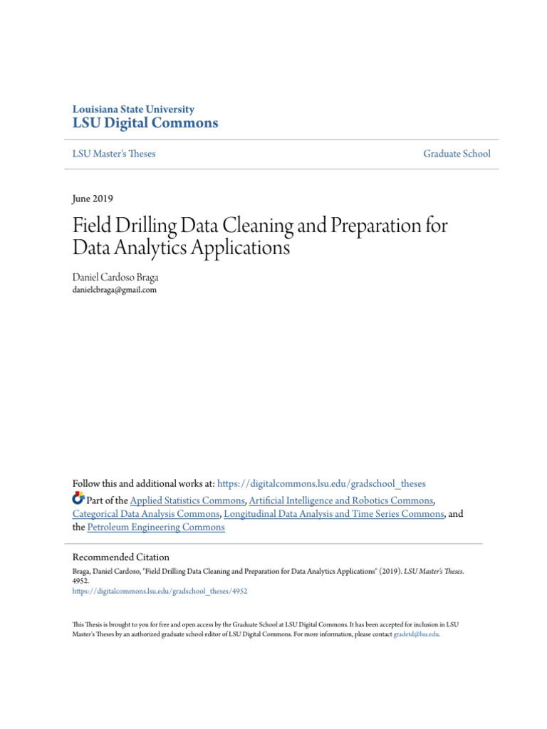 Field Drilling Data Cleaning and Preparation For Data Analytics A | PDF | Petroleum Reservoir