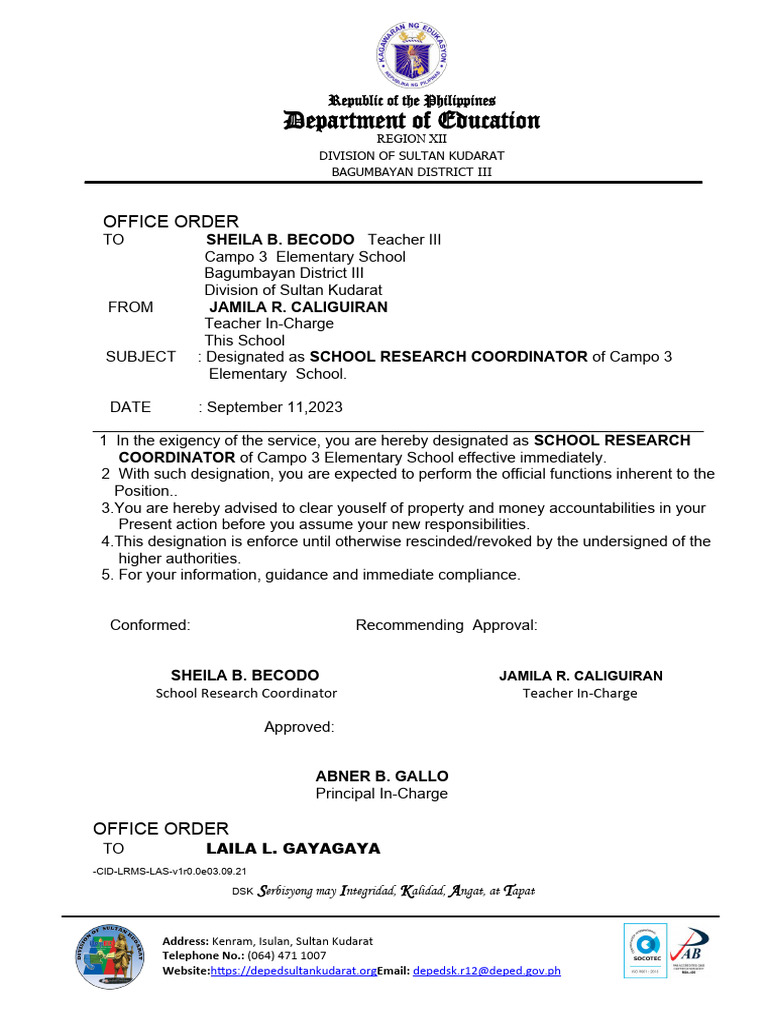 Designation Order COORDINATORSHIP2023 2024 | PDF | Governance | Government