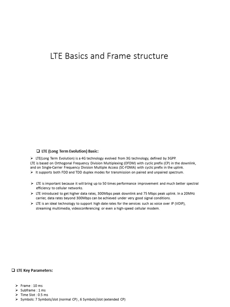 Frame Structure | PDF | Duplex (Telecommunications) | Lte ...