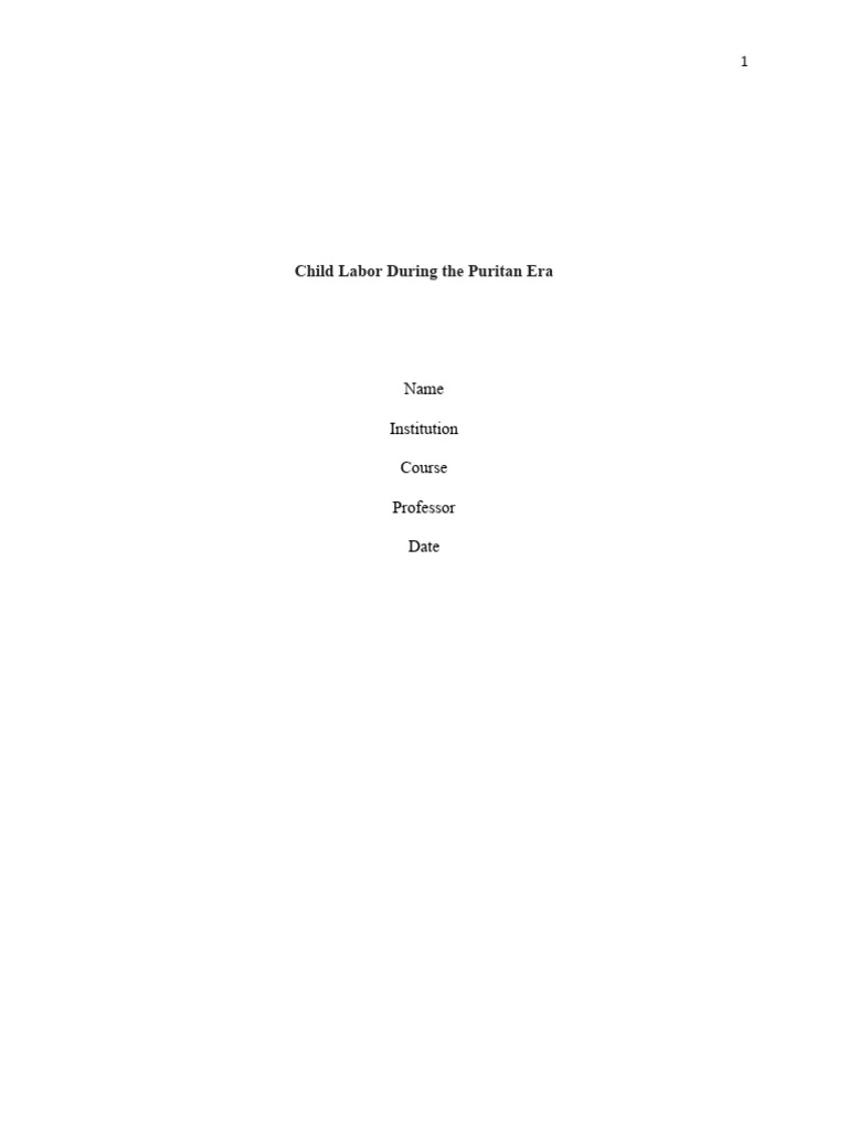Child Labor During The Puritan Era | PDF | Child Labour | Labour Law