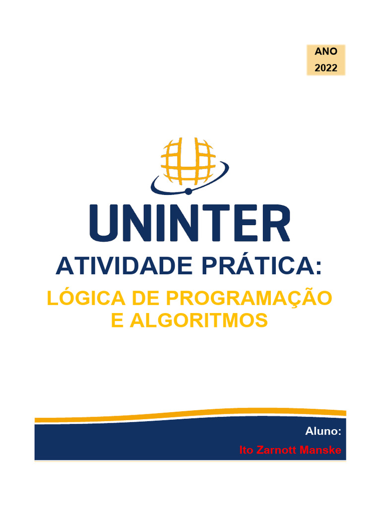 Caderno de Exercicios Da Atividade Pratica de Logica de Programacao e Algoritmos - B | PDF ...