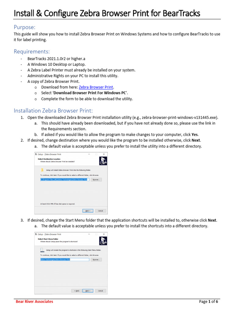 Installing & Configuring Zebra Browser Print (Windows) v1.0 | PDF ...