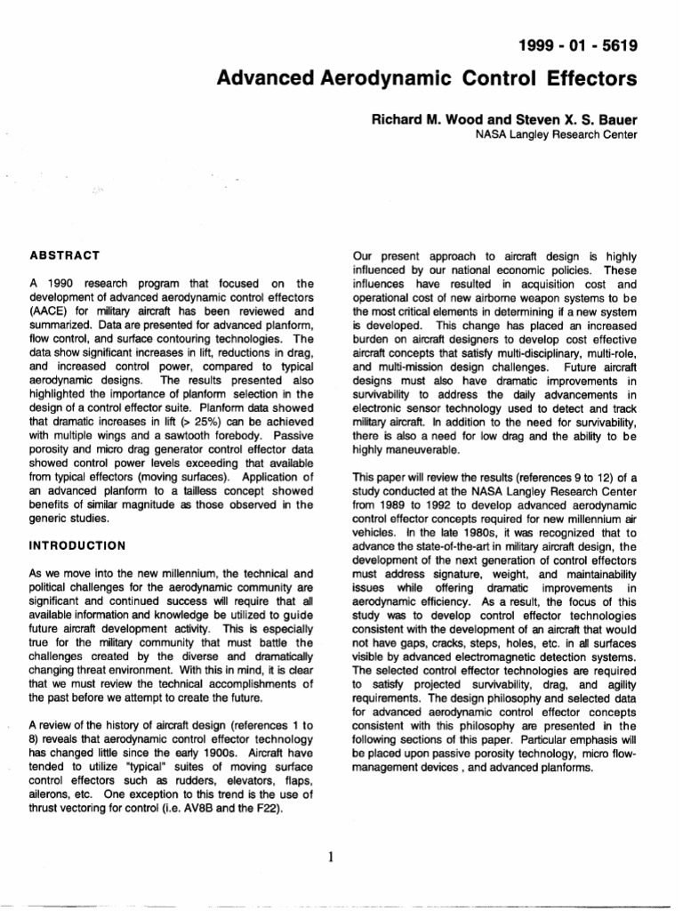Advanced Aerodynamic Control Effectors | PDF | Lift (Force) | Drag ...