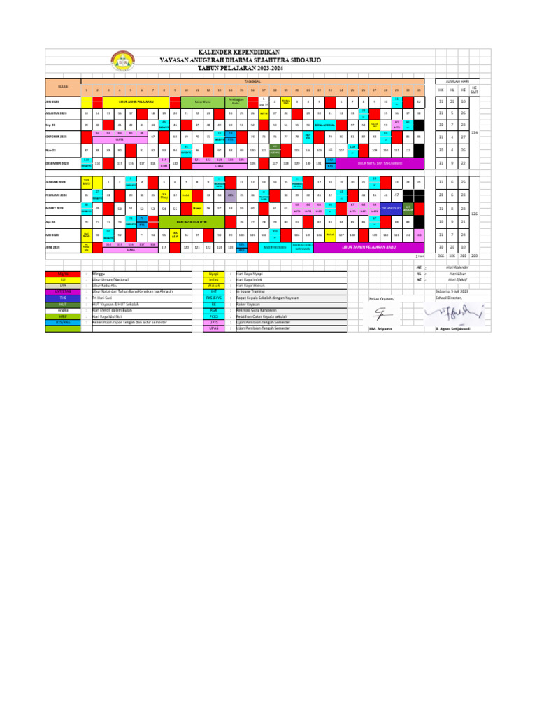 Contoh Kalender Pendidikan Yayasan 2023-2024 | PDF